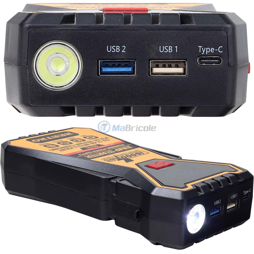 Booster de batterie 600A Power Bank 16000mAh avec torche et valise ...