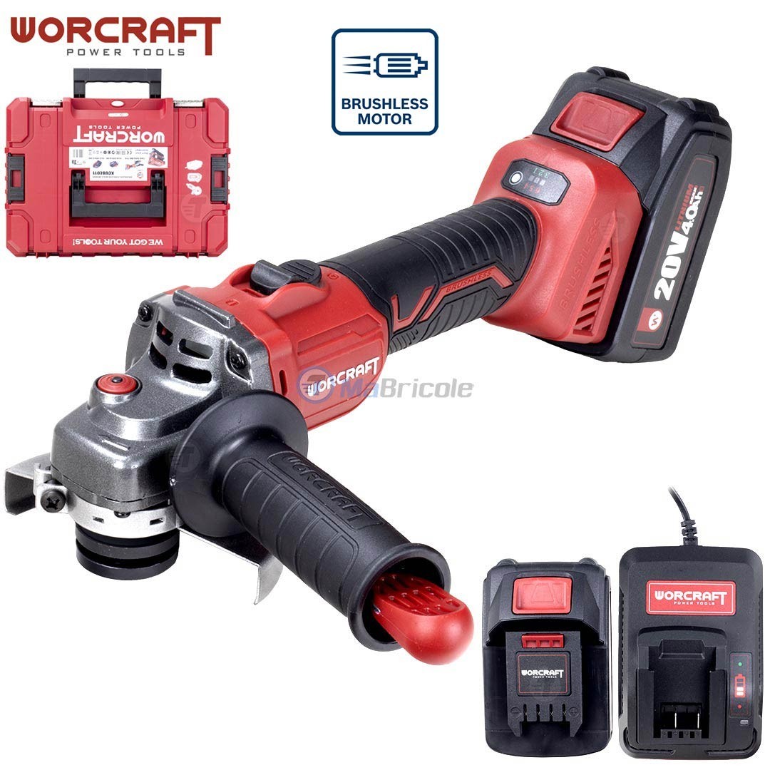 Meuleuse d'angle sans fil sans charbons 115mm 2 Batteries 4,0 Ah et ...