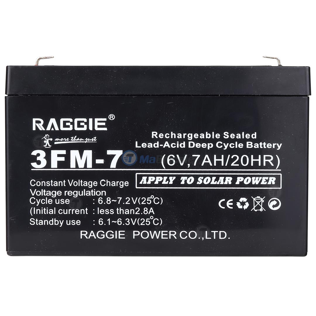 Batterie rechargeable au plomb scellée 6V 7AH RAGGIE | 3FM-7
