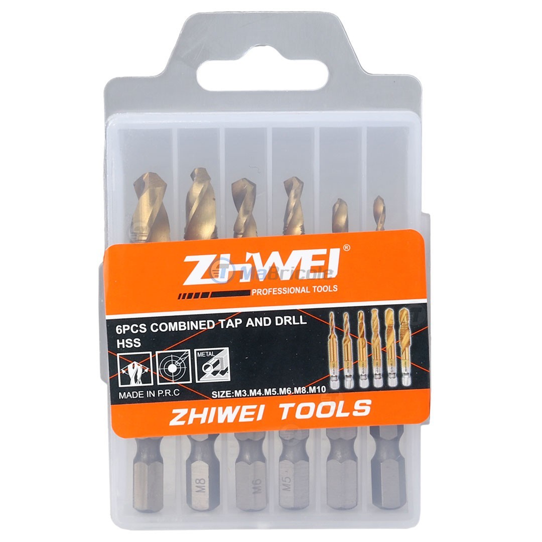 Kit de 6Pcs mèche taraud M3-M10 embout 6mm ZHWEI | ZHW-16