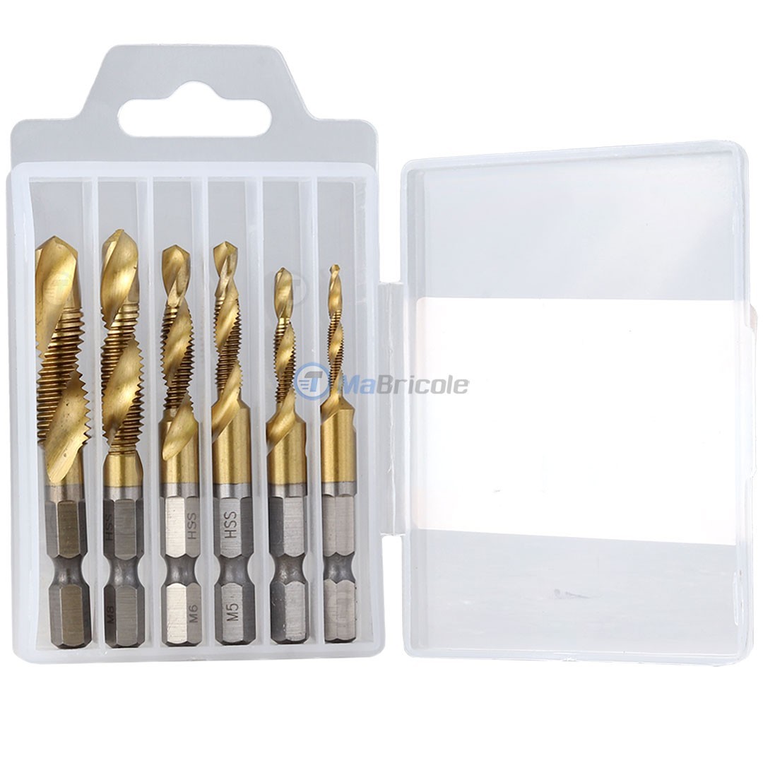 Kit de 6Pcs mèche taraud M3-M10 embout 6mm ZHWEI | ZHW-16