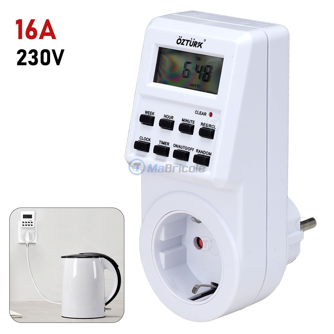 Prise Programmable digital, avec minuterie numérique 16A 230V OZTURK | TM03