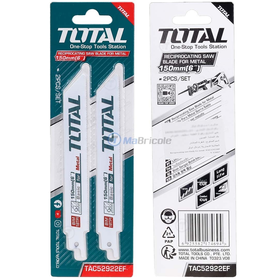 Lame de scie sabre pour métal 150mm TOTAL | TAC52922EF