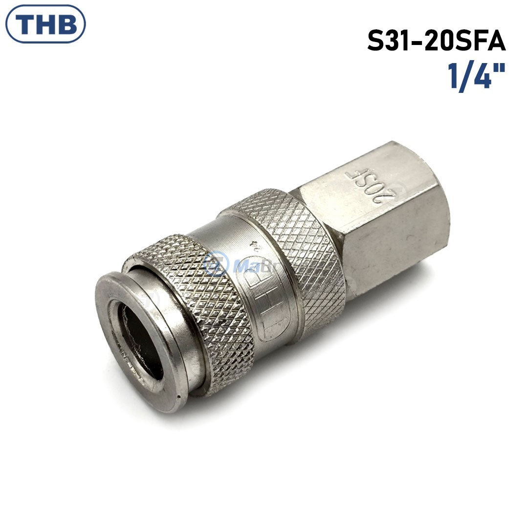 Coupleur Rapide D'Air S31-20SFA , Raccord pneumatique universel Filetage femelle 1/4" PT 20Bar THB
