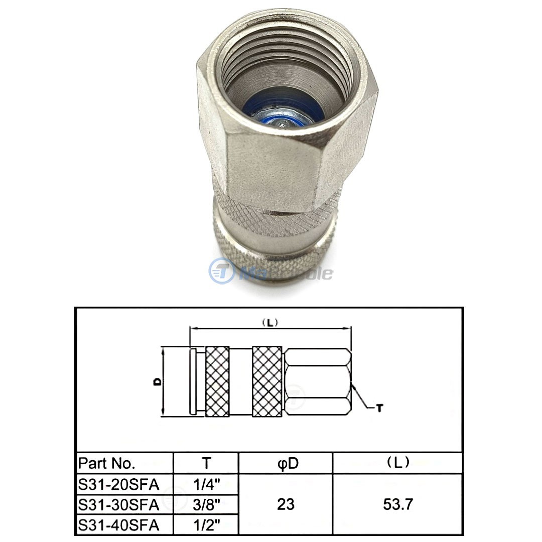 Coupleur Rapide D'Air S31-40SFA , Raccord pneumatique universel Filetage femelle 1/2" PT 20Bar ...