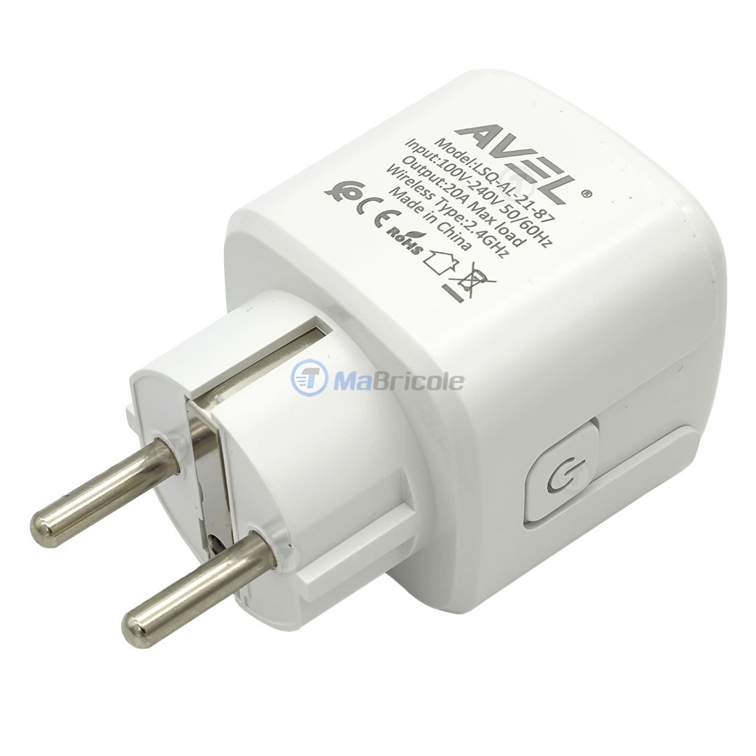 Prise intelligente Wi-Fi, télécommandable par application et commande vocale 20A max AVEL | LSQ ...
