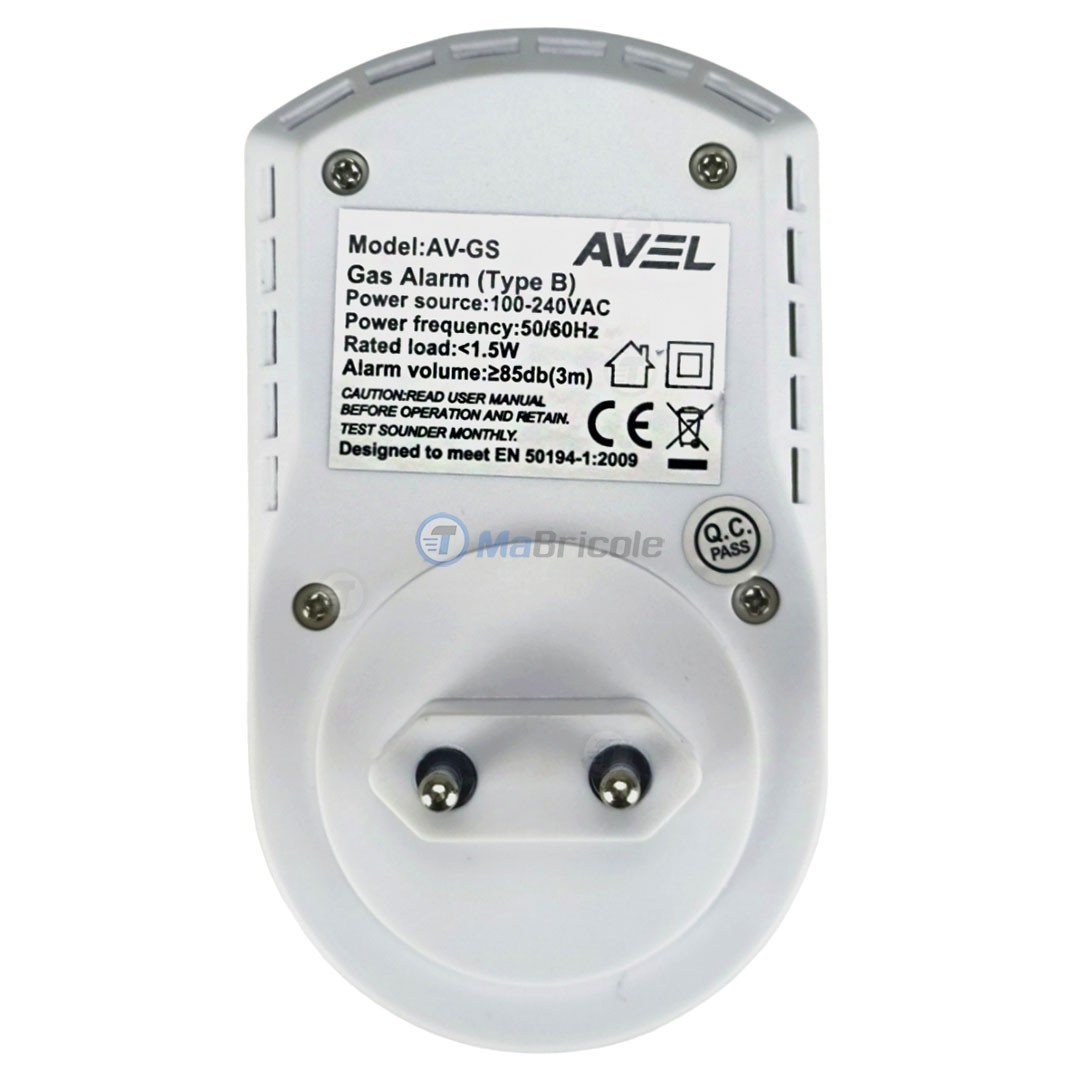 Détecteur de gaz naturel, gaz de ville et GPL 85 db 220V AVEL | AV-GS