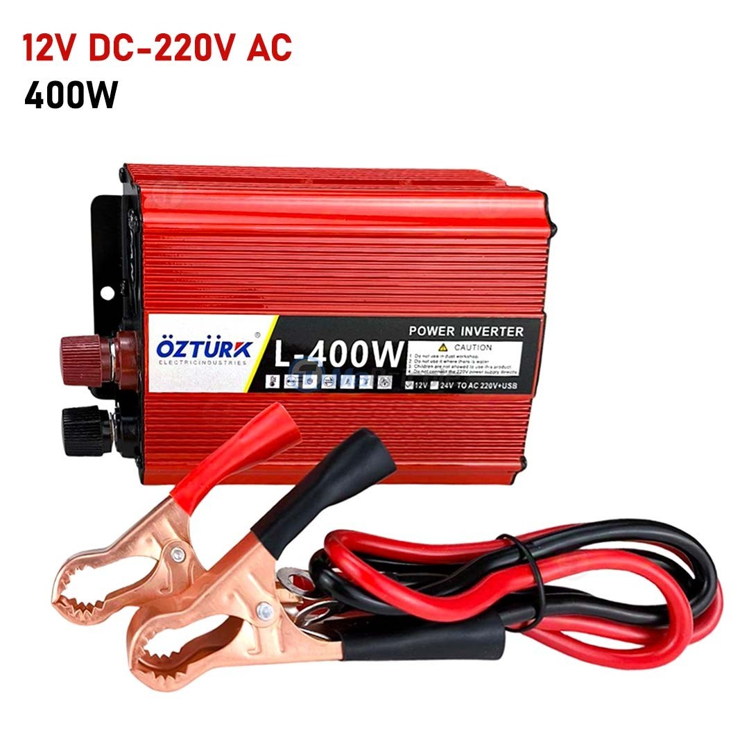 Convertisseur, Onduleur DC/AC 12V/220V 400W avec USB 5V et 2 câbles OZTURK | L-400W