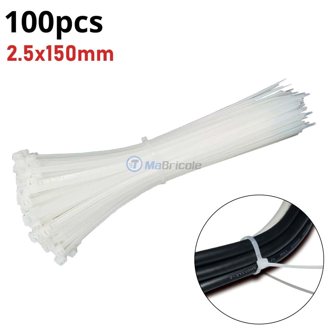 Collier de serrage en plastique 2.5x150mm BLANC 100 Pcs OZTURK | CP2 ...