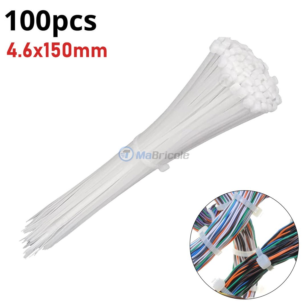 Collier de serrage en plastique 4.6x150mm BLANC 100 Pcs OZTURK | CP4 ...