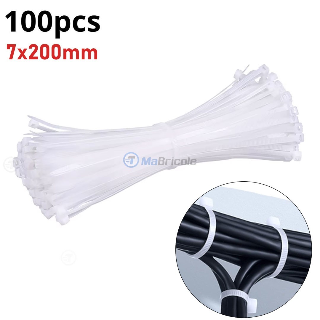 Collier de serrage en plastique 7x200mm BLANC 100 Pcs OZTURK | CP7200-B100P