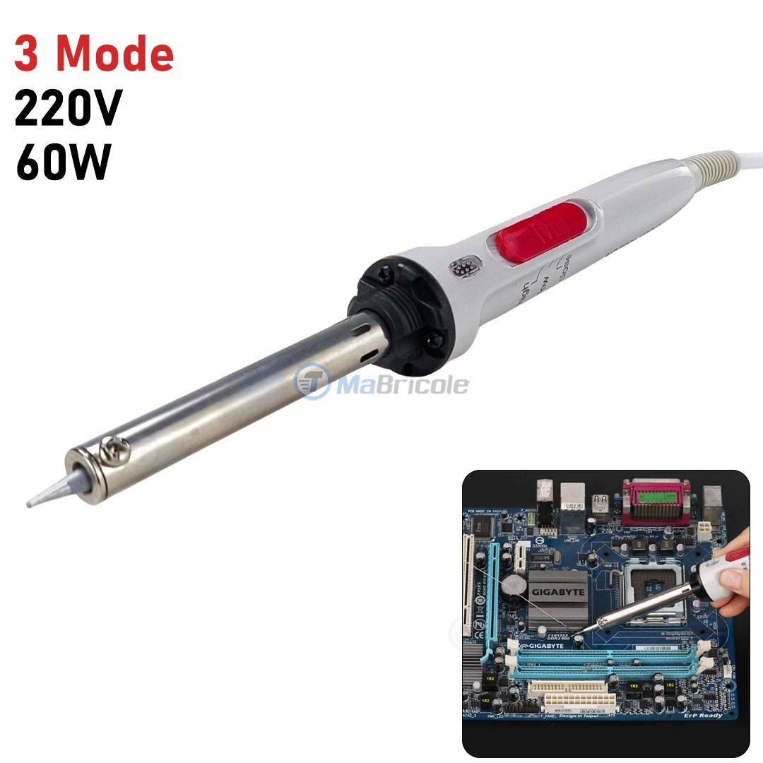 Fer à souder avec interrupteur et témoin 60W 220V 3 mode low/higt/off ...