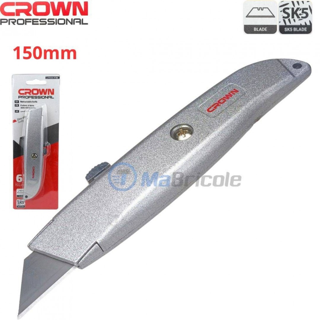 سكين قطع ذاتي السحب شديدة التحمل 150 مم شفرة SK5 كراون |CPHKN-RTB6