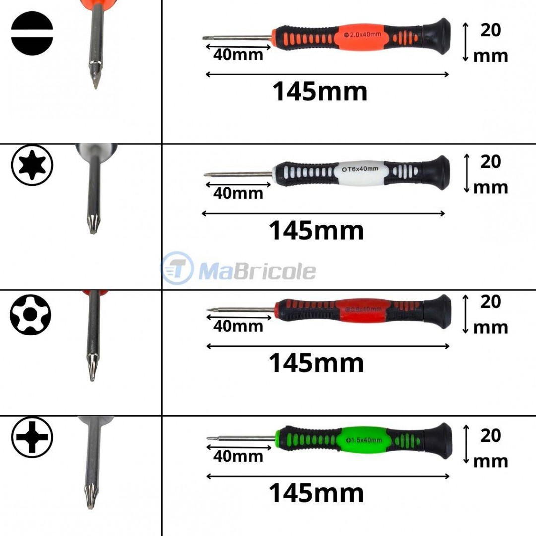 Jeu de tournevis de précision plat Phillips Torx T4-T6 et étoile avec outils complets pour ...