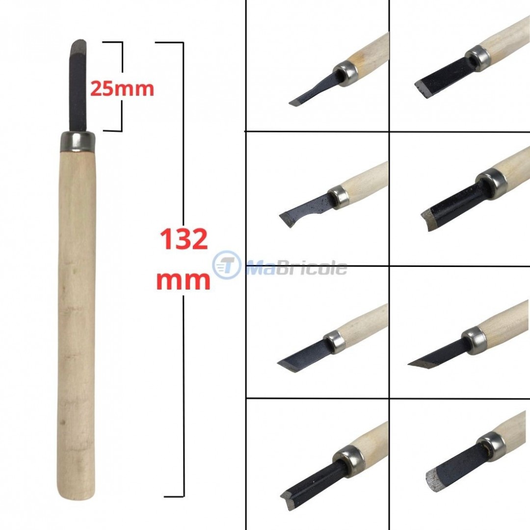 Jeu de sculpture sur bois longueur 132 mm 8PCS