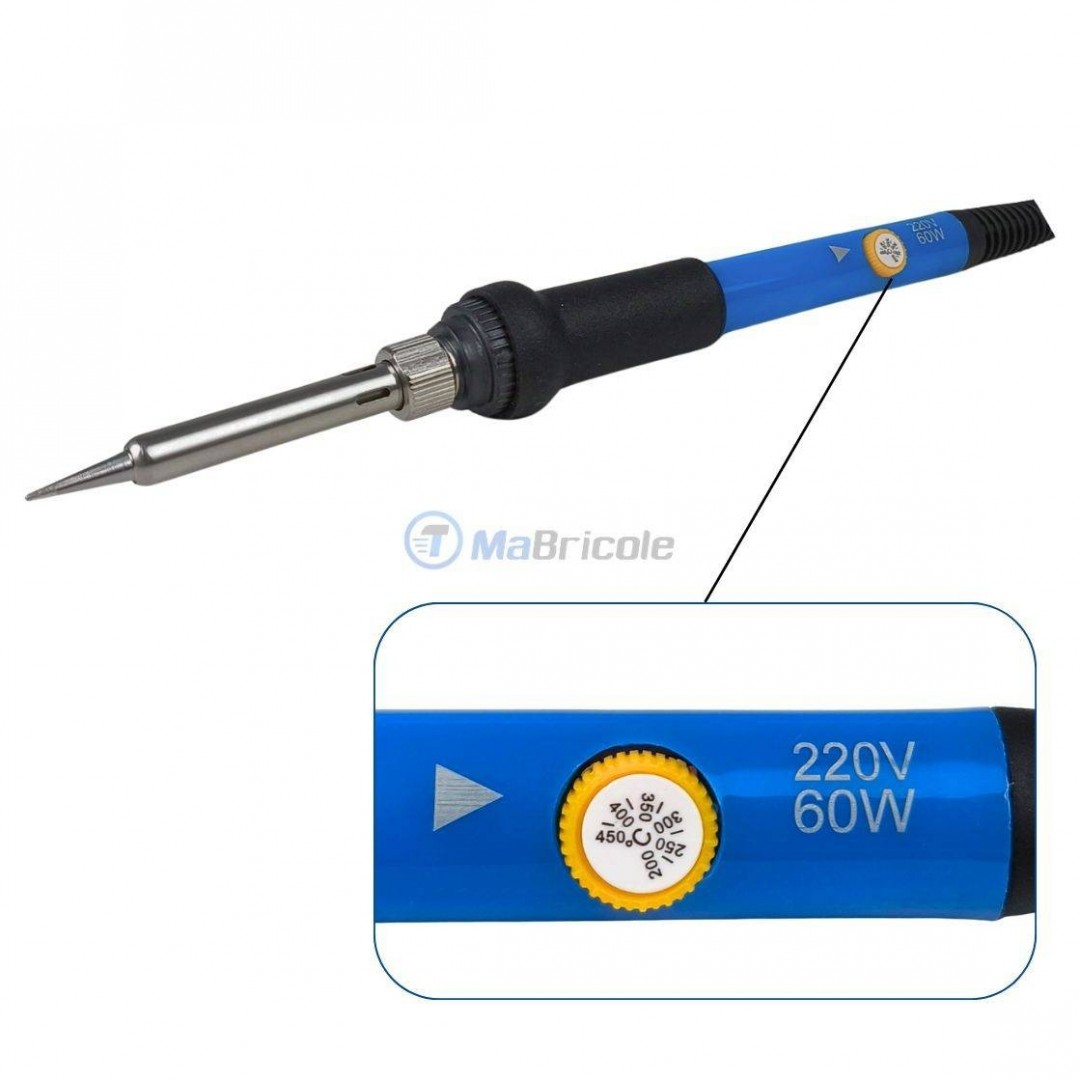 Kit Fer a Souder Electronique Réglable 220V 60W avec multimètre numérique 600V 10A et accesoires ...