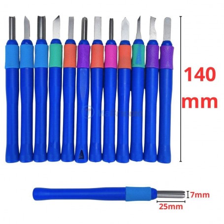 jeu de ciseaux de sculpture 12 pièces 140mm manche en plastique