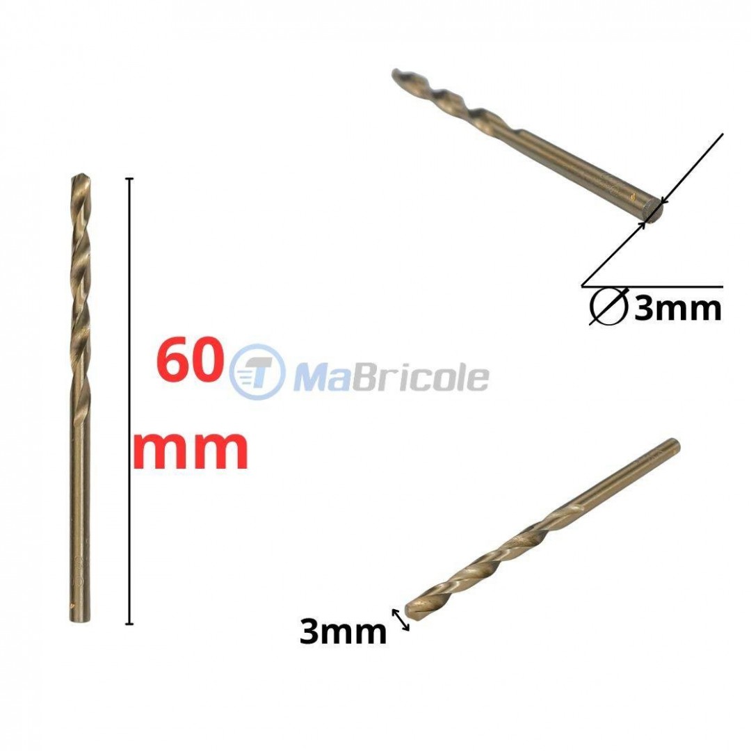 Jeu de forets 10 Pcs, mèches a métal en acier haute vitesse HSS 3mm ...