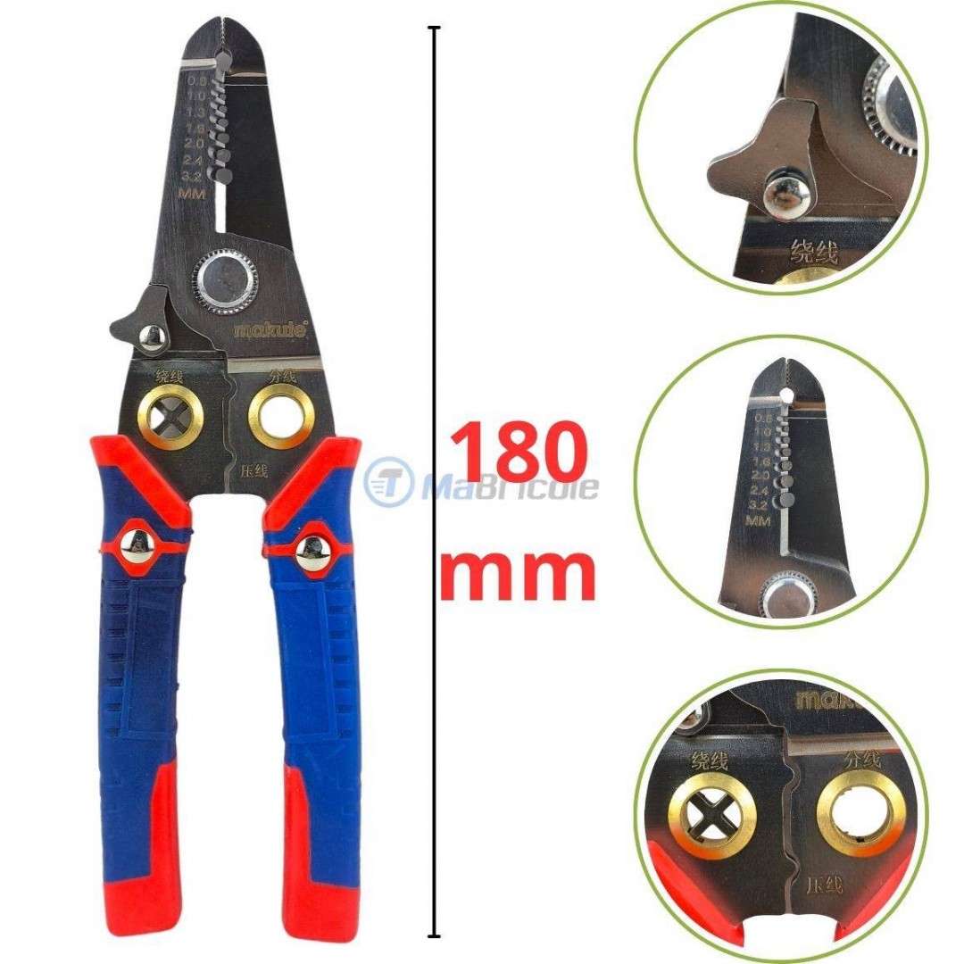 Pince à dénuder multifonction longueur 180mm en 3Cr13 MAKUTE | MKWS1107