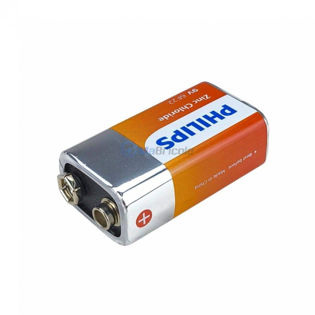 Pile 9V 6F22 en Zinc ultra-résistant PHILIPS