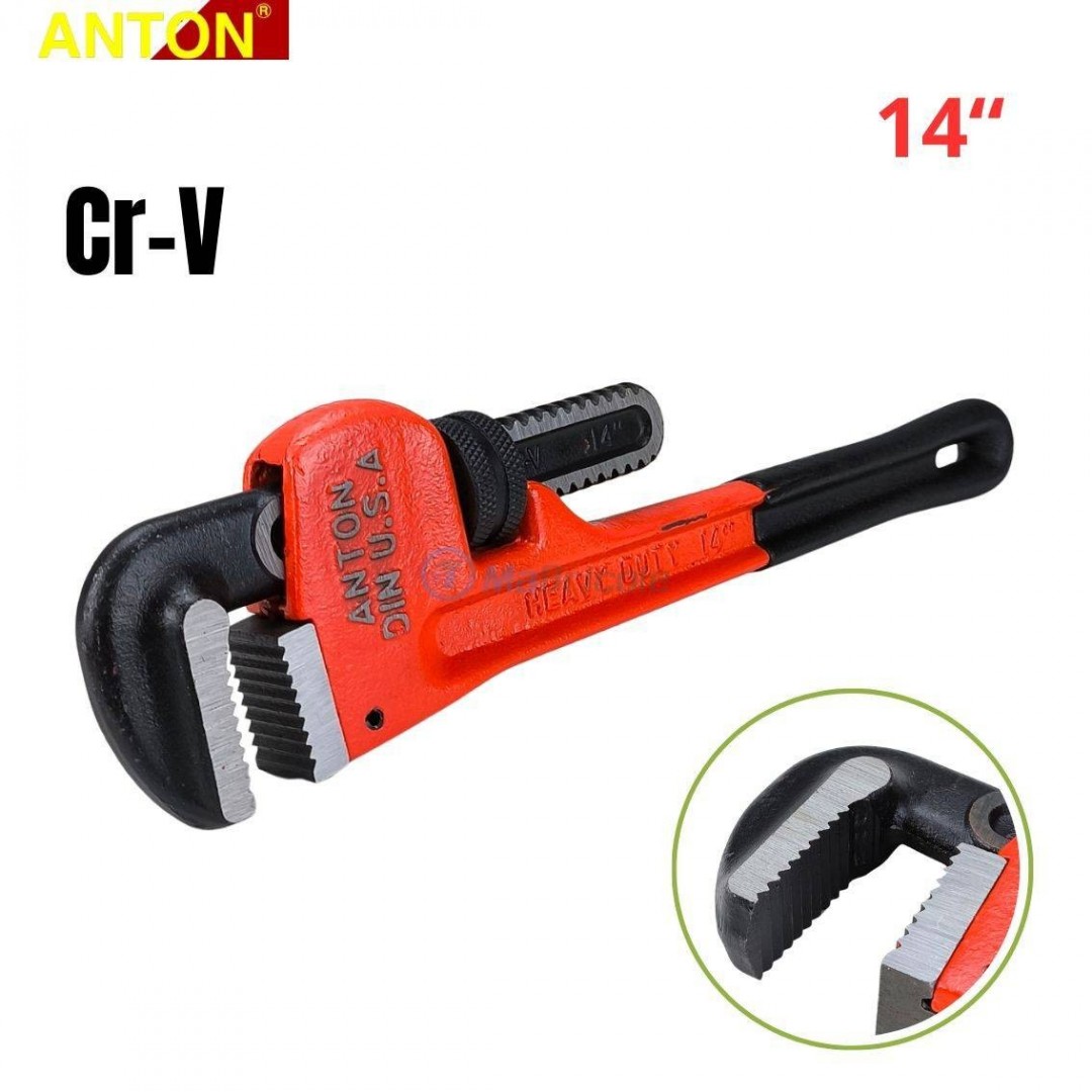 Clé à griffe, Clé serre tube 14“ en chrome-vanadium ANTON | AT1208