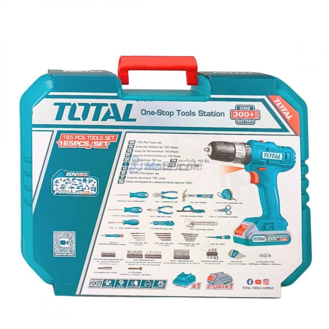 caisse outils à main 165PCS avec visseuse perceuse à percussion sans ...