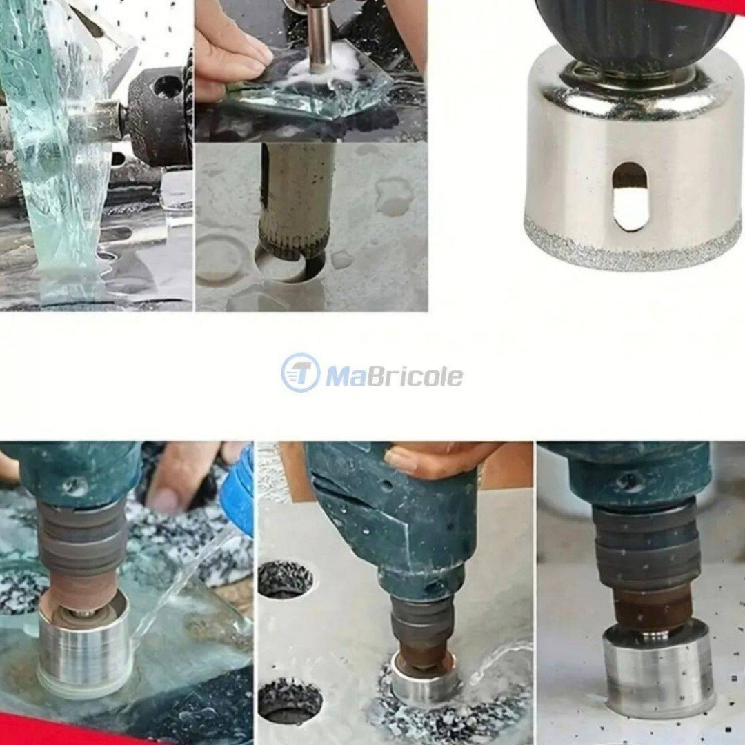 Scie trépan diamantée pour verre, granite, céramique et le béton ∅65mm ...