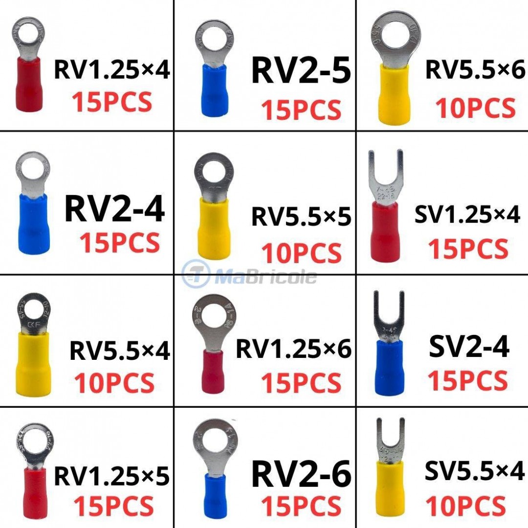 Coffret cosse à Sertir pour câble électrique 8 types 350 pcs