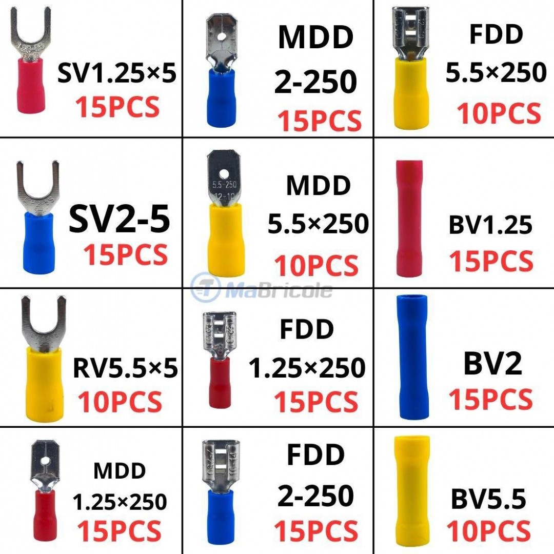Coffret cosse à Sertir pour câble électrique 8 types 350 pcs