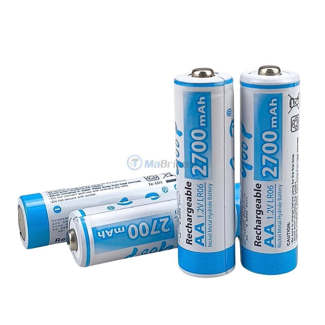 Quatre piles rechargeables AA NI-MH 2700 mAh 1.2V GOOP