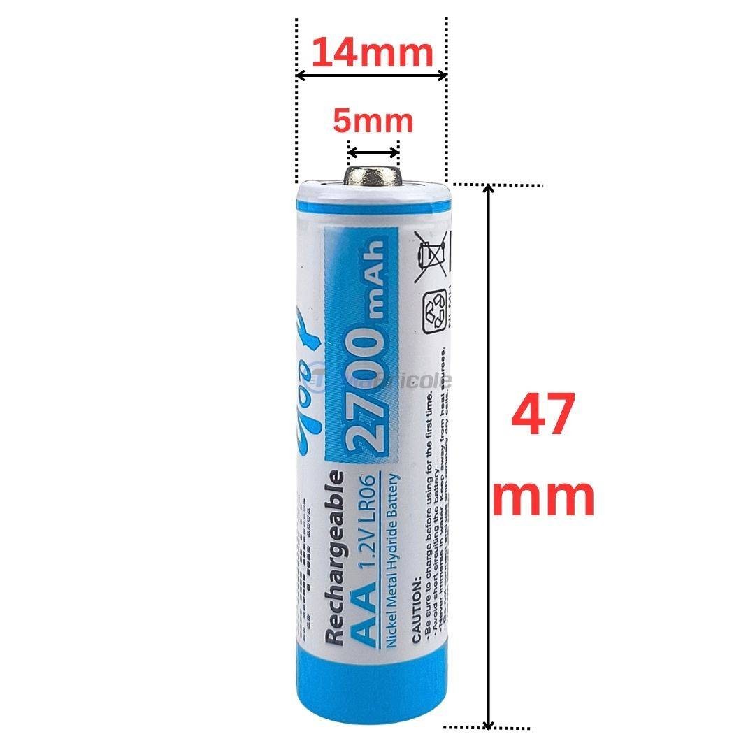 Quatre piles rechargeables AA NI-MH 2700 mAh 1.2V GOOP