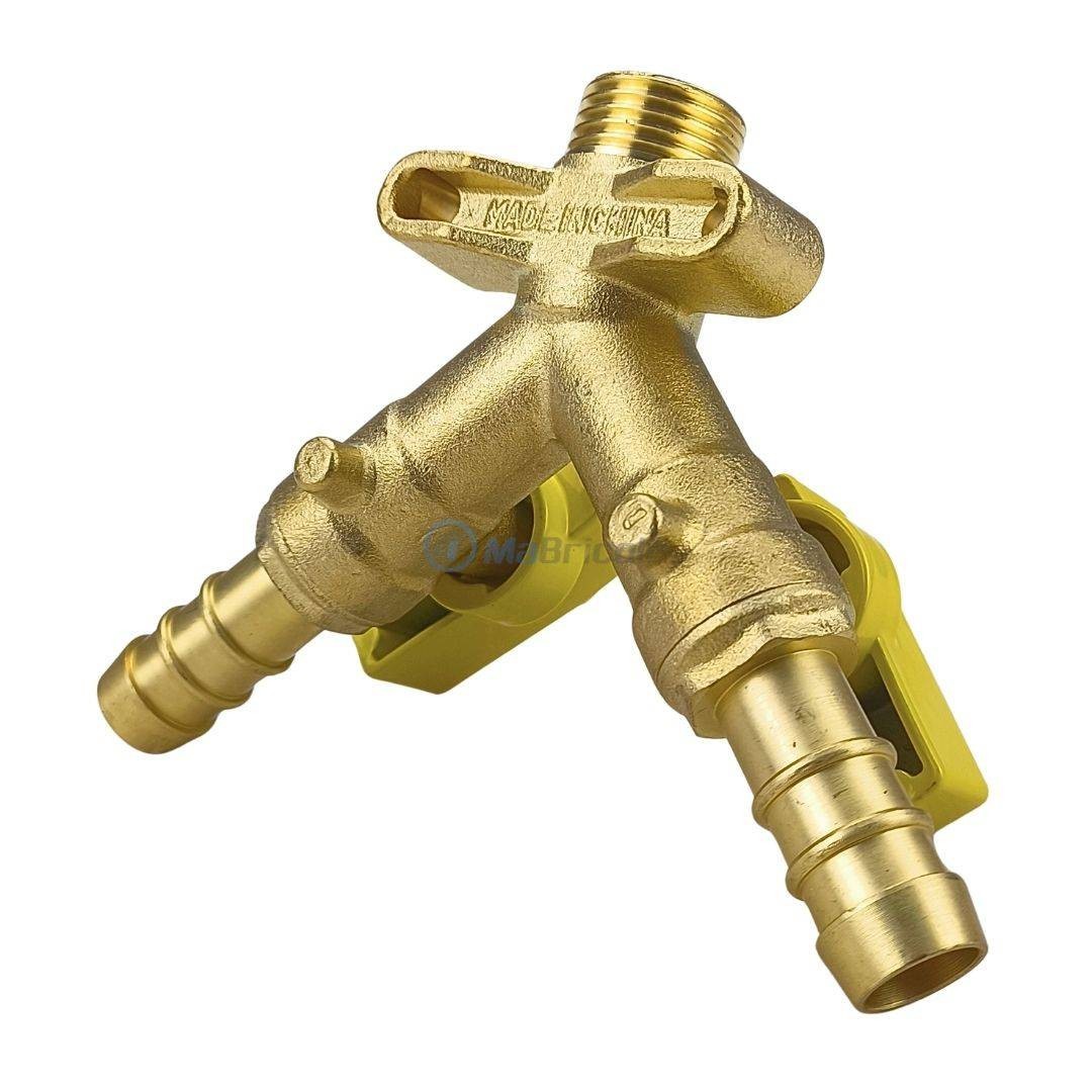 Robinet gaz double en laiton 12mm G1/2" BEETRO | BL0066