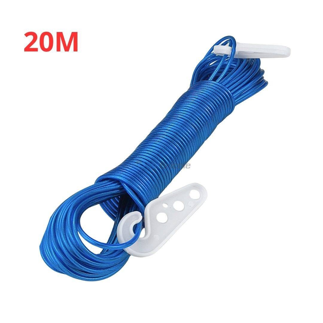 Corde d'étendage avec gaine en PVC et fil métallique 20 mètres