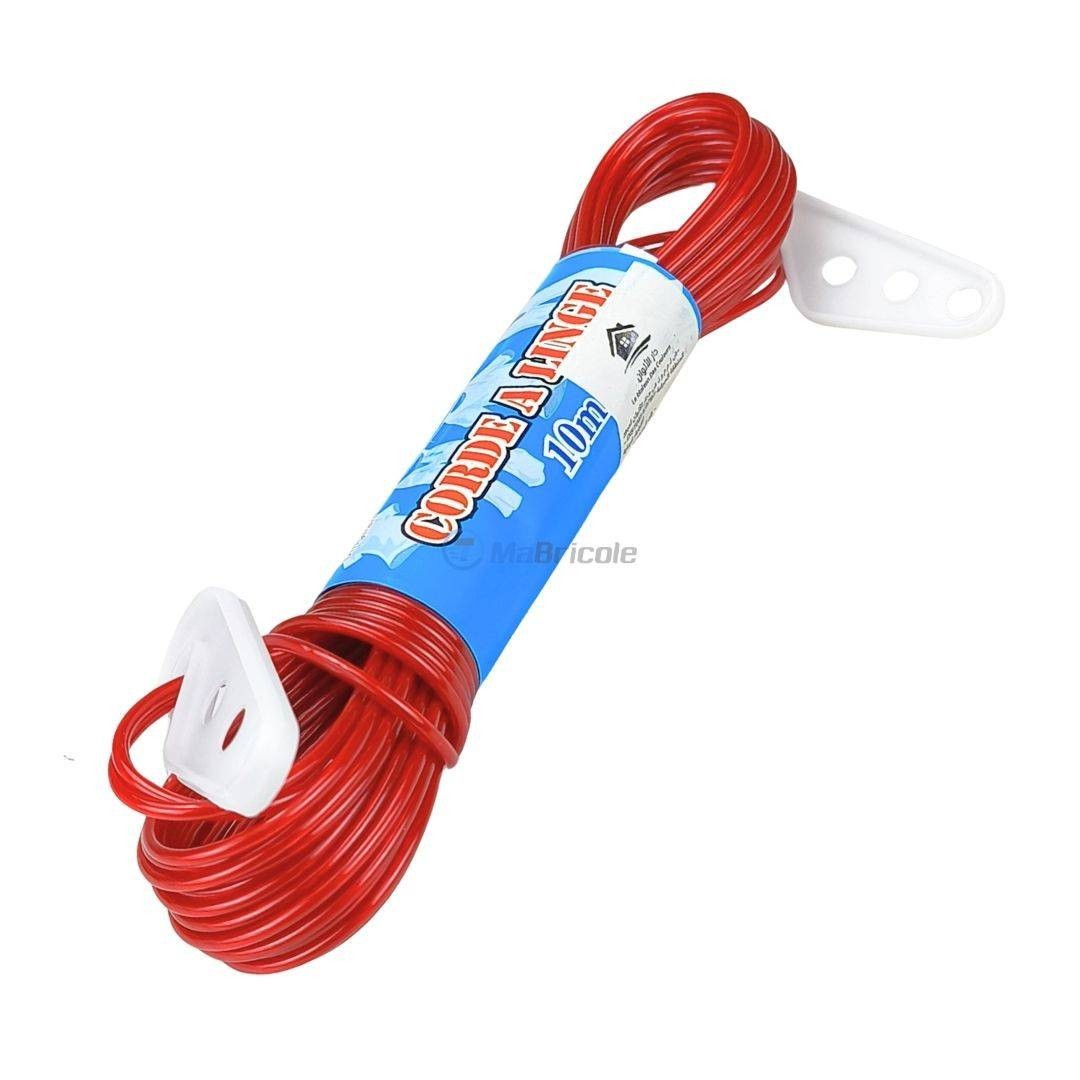 Corde d'étendage avec gaine en PVC et fil métallique 10 mètres