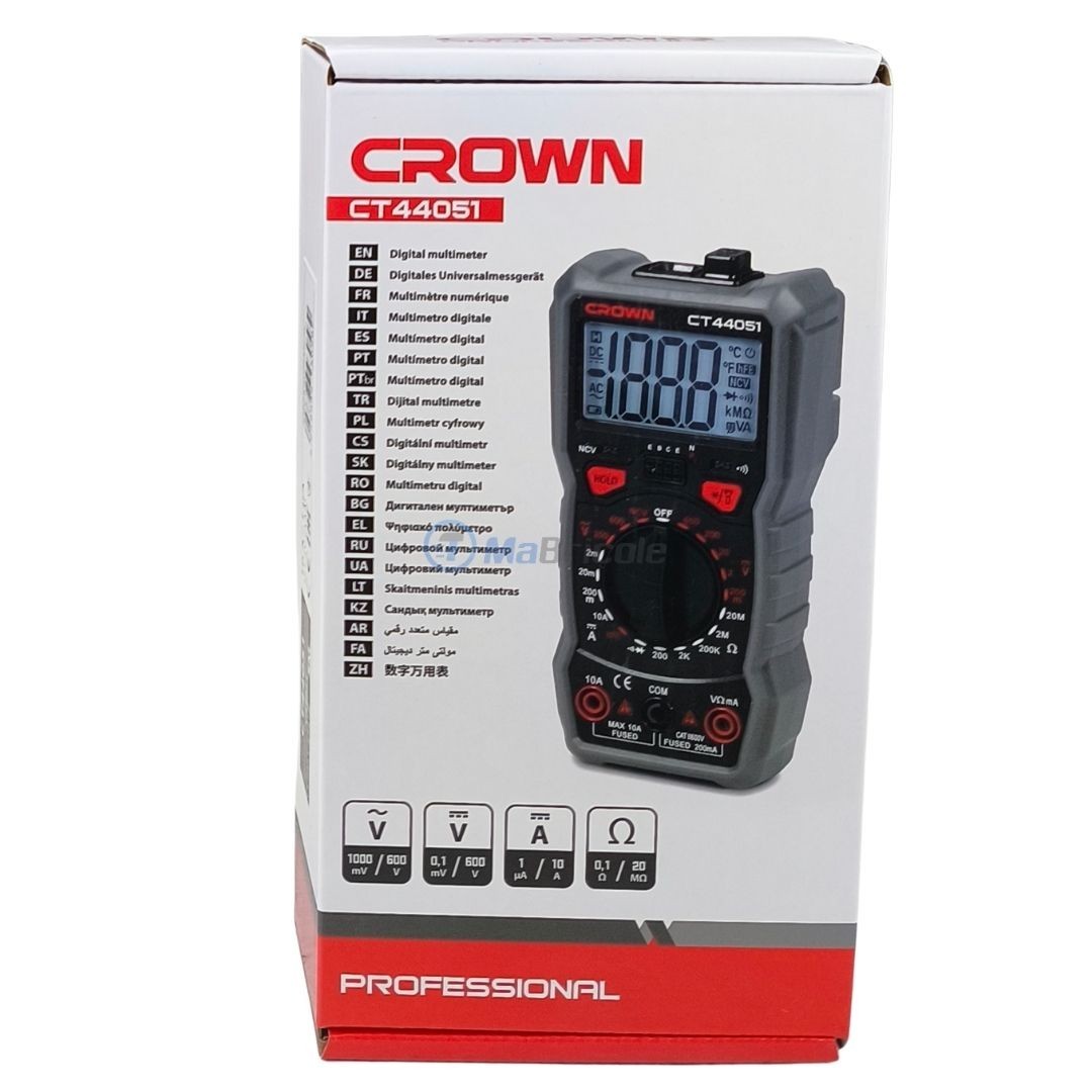 Multimètre digital 10A 600V LCD CROWN | CT44051