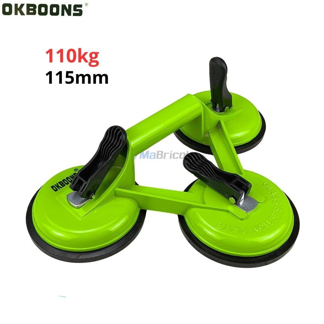 Ventouse manuelle triple × Ø115 mm, capacité 110 kg en alliage d ...