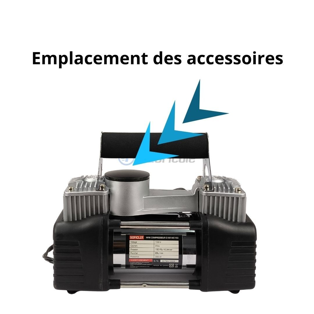 Mini compresseur d'air 12V 10.34bar SOFICLEF | MC150
