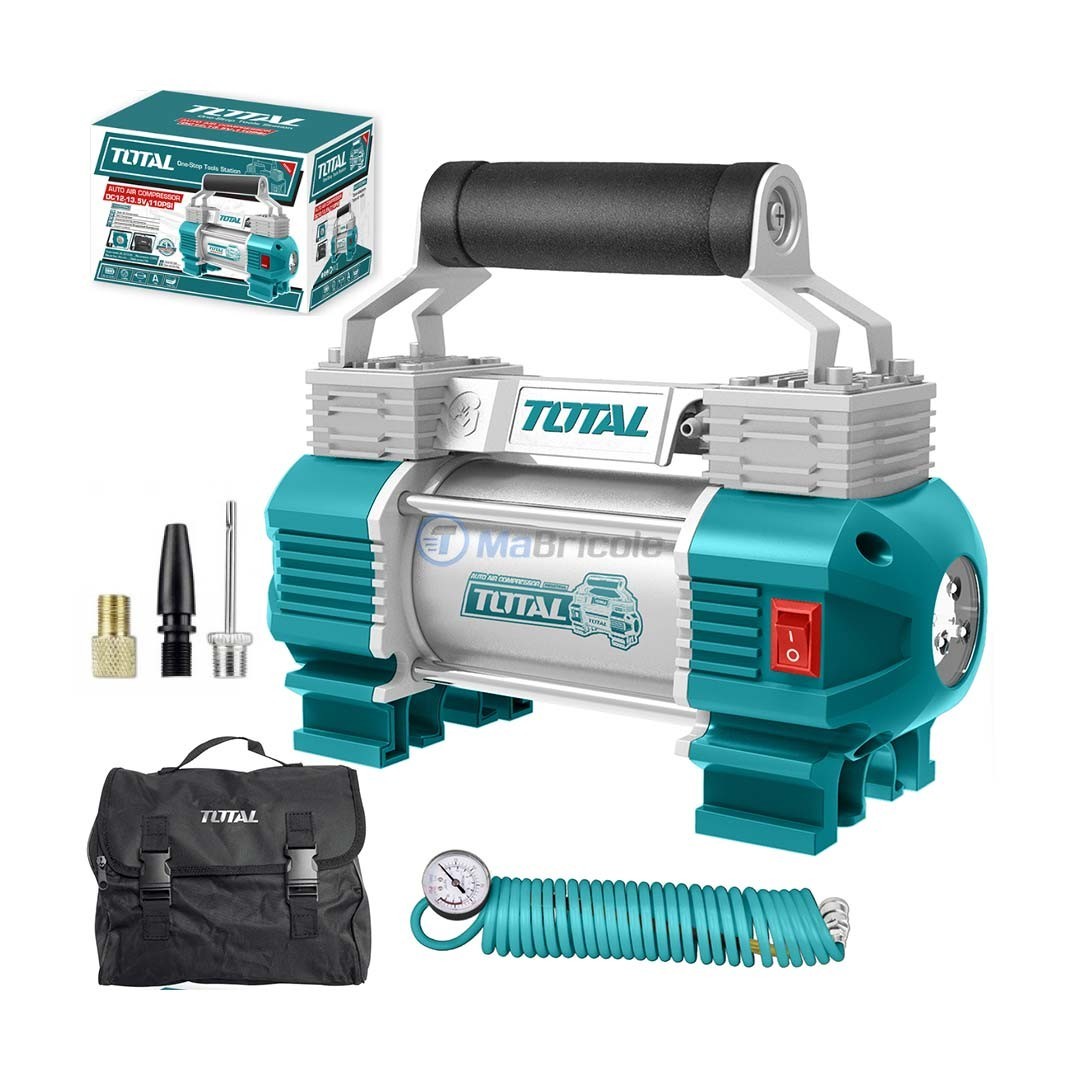 Mini Compresseur Auto 12-13.5V 8.27bar Avec Torche TOTAL | TTAC2506