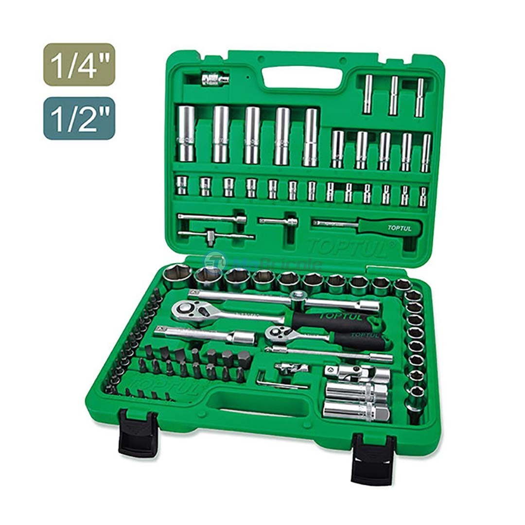 Caisse à outils professionnelle clés et douilles 1/4" 1/2" 94 pcs TOPTUL | GCAI094R