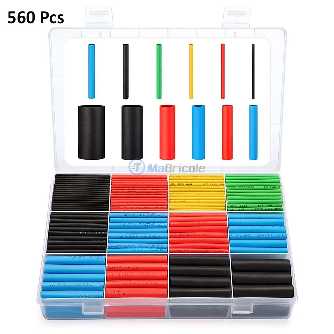 Gaine rétractable pour fil électrique 1-13mm 560 pcs avec coffret | J-36-03