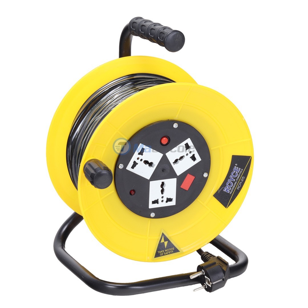 Rallonge enrouleur 25m 3 prises ROYCE | RCR01