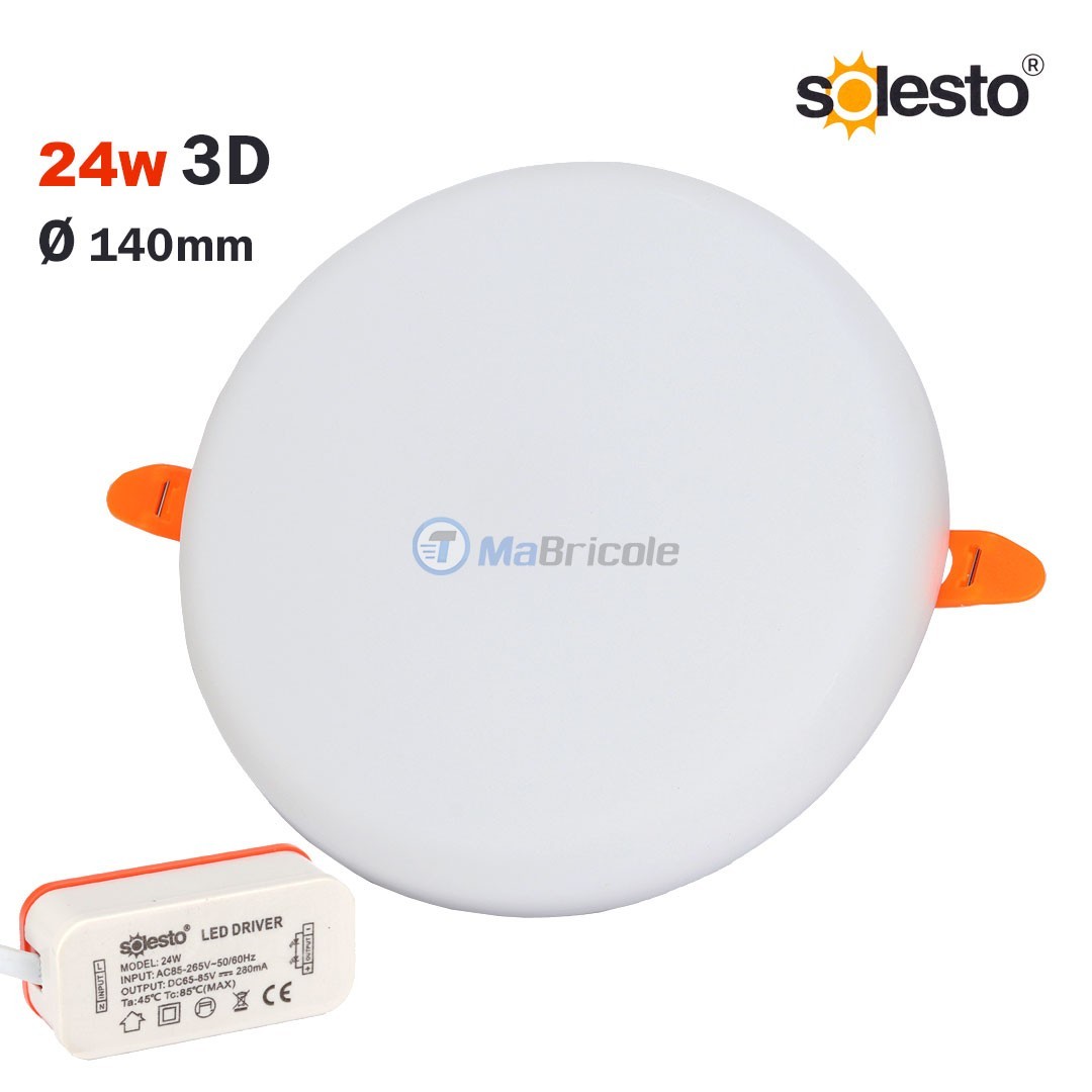 Spot LED 3D 24W Ø 140mm avec transformateur SOLESTO | SEL3D140B-24W