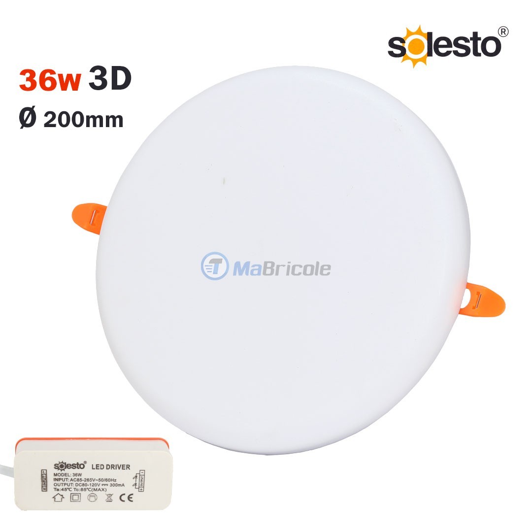 Spot LED 3D 36W Ø 200mm avec transformateur SOLESTO | SEL3D200B-36W