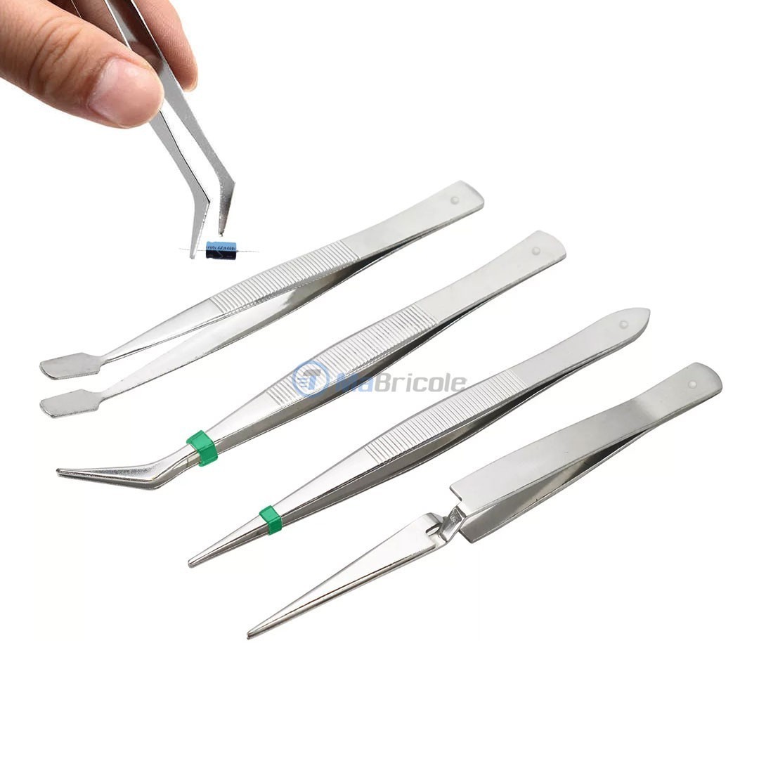 Ensemble de 4 mini pincettes 12cm pour travaux de précision | EP12-4P