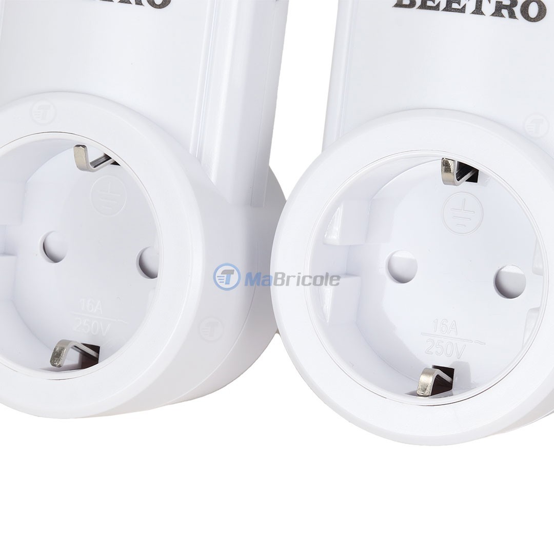 Ensemble de 2 Prises électriques avec télécommande 10A 2300W BEETRO