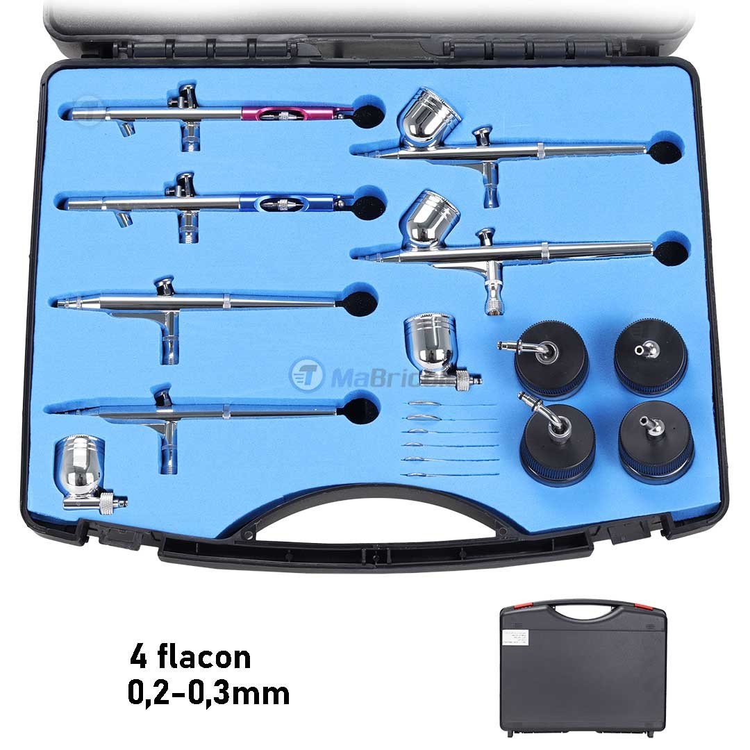 Kit aérographe, ensemble de 6 mini pistolets à air comprimé 0,2-0,3mm ...
