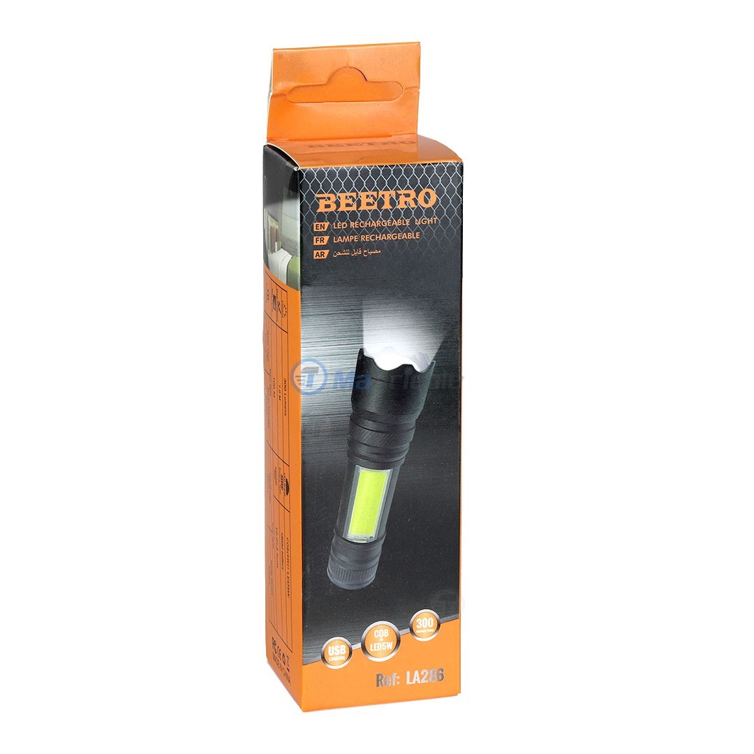 Lampe torche LED rechageable USB 300LM BEETRO | LA286