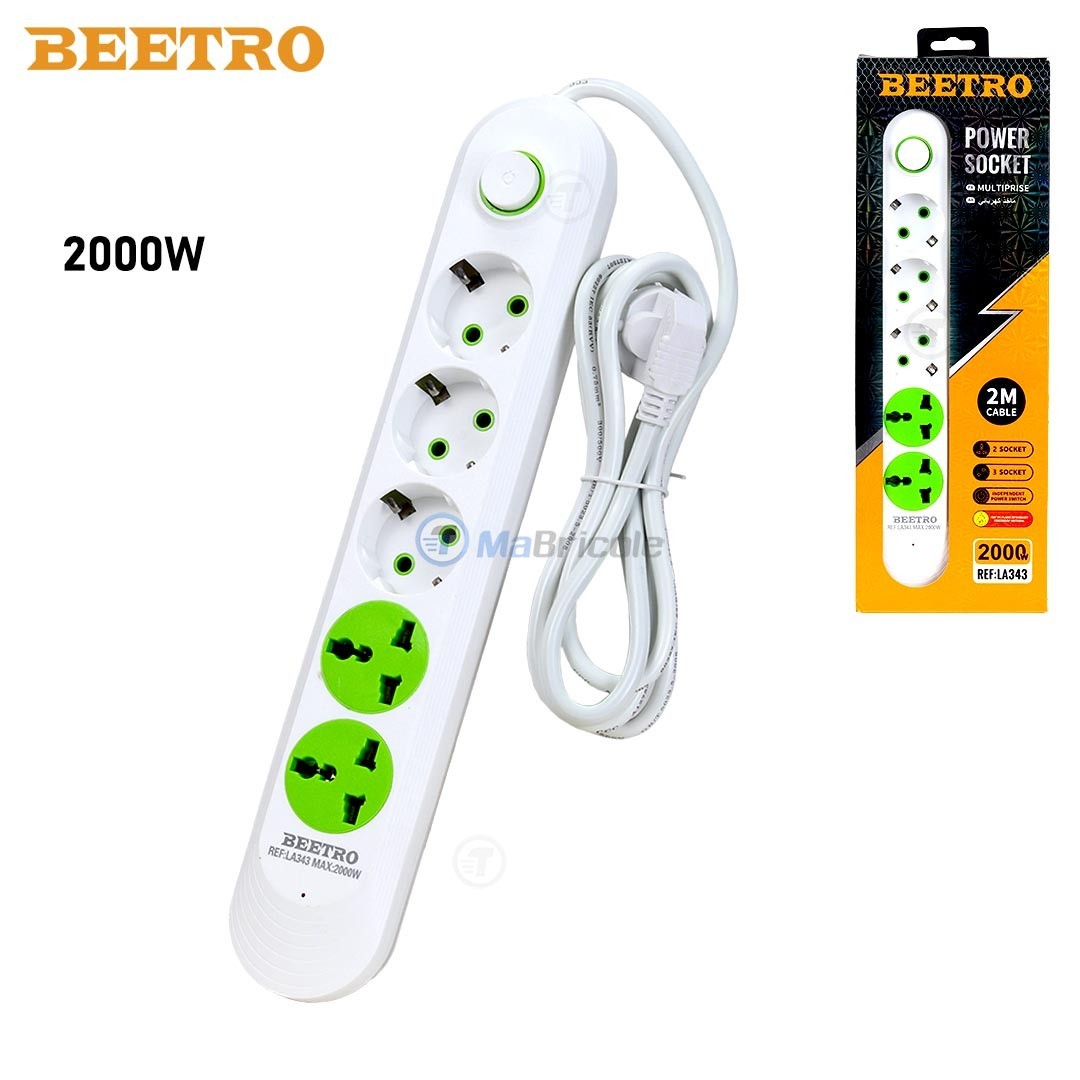 Multiprise avec interrupteur 2m 3 prises de terre 2 prises spéciale ...