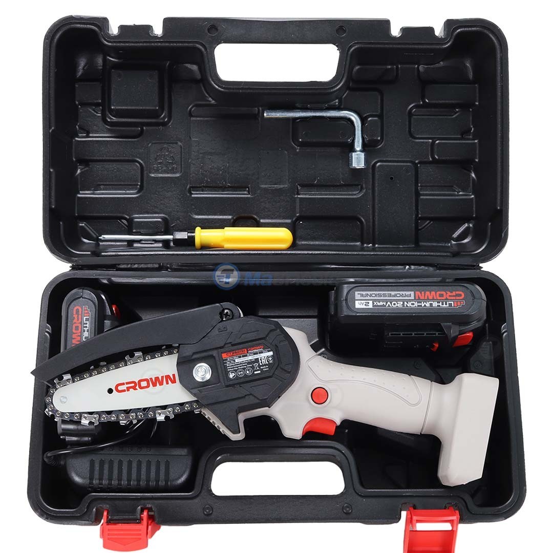 Mini scie à chaine sans fil 90mm 20V 2Ah CROWN | CT25011H-2 BMC