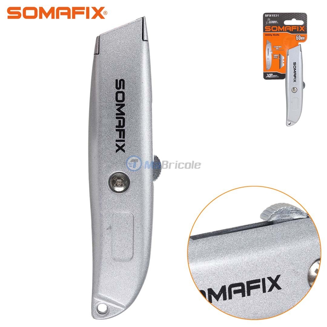 Cutteur sans lame, Couteau à lame rétractable 60mm corps métalique SOMAFIX